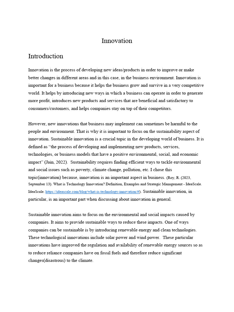 Innovation Pdf Innovation Sustainability
