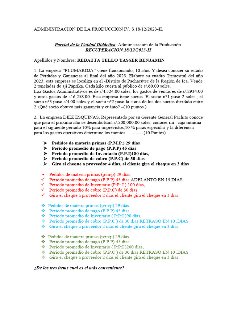 Examen Final - Prof. Jose Ramos - Rebatta Tello Yasser | PDF ...