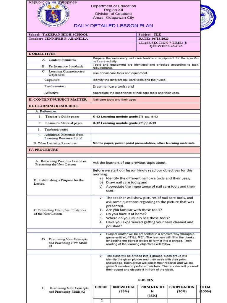 lesson plan for classroom observation | PDF | Learning | Teachers