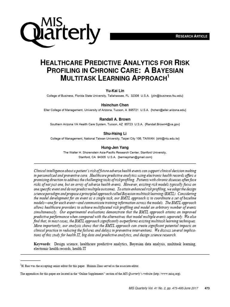 Predictive Analytics Healthcare Bayesian | PDF | Logistic Regression ...