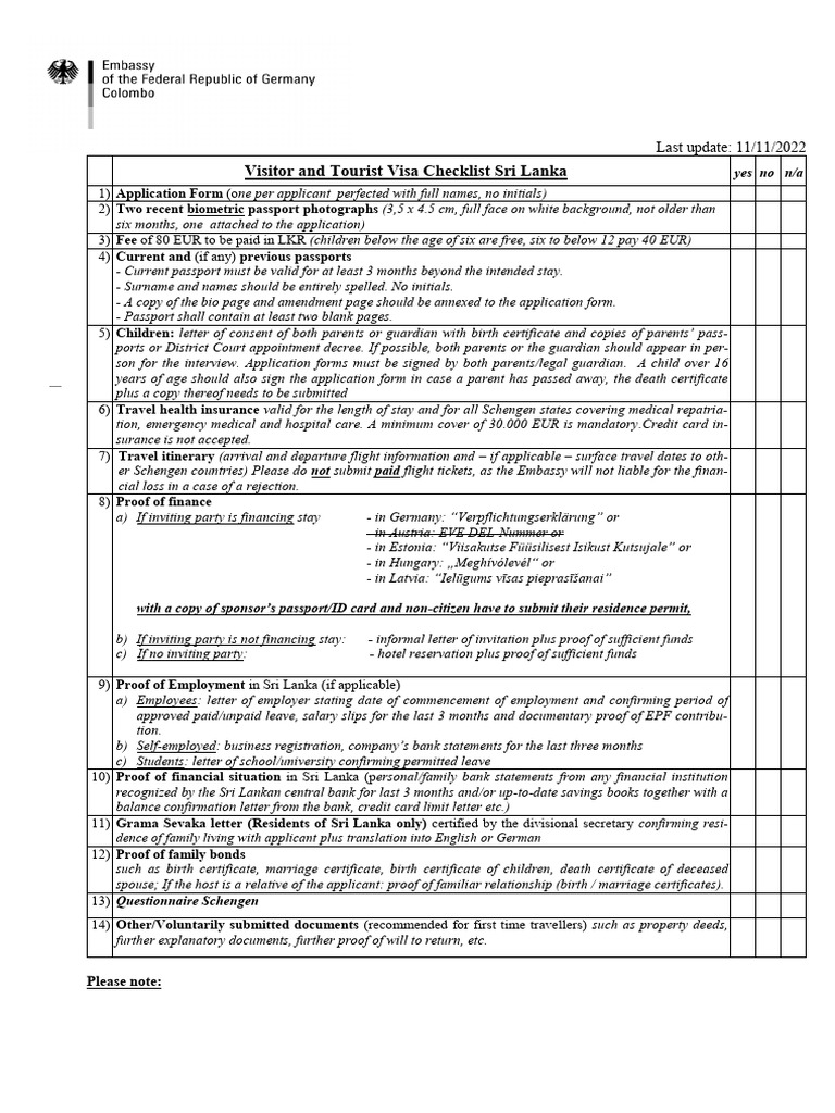 Checklist Visitor Tourist Data | PDF | Travel Visa | Passport