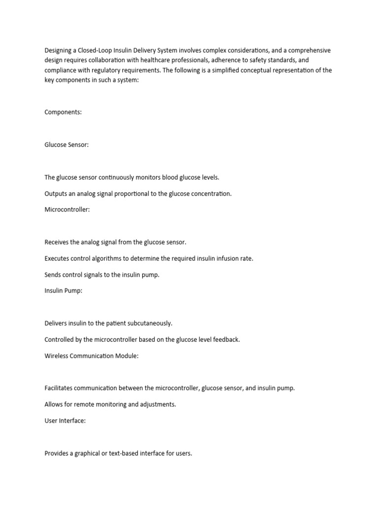 Closed-Loop Insulin Delivery System Design | PDF | Feedback | Insulin