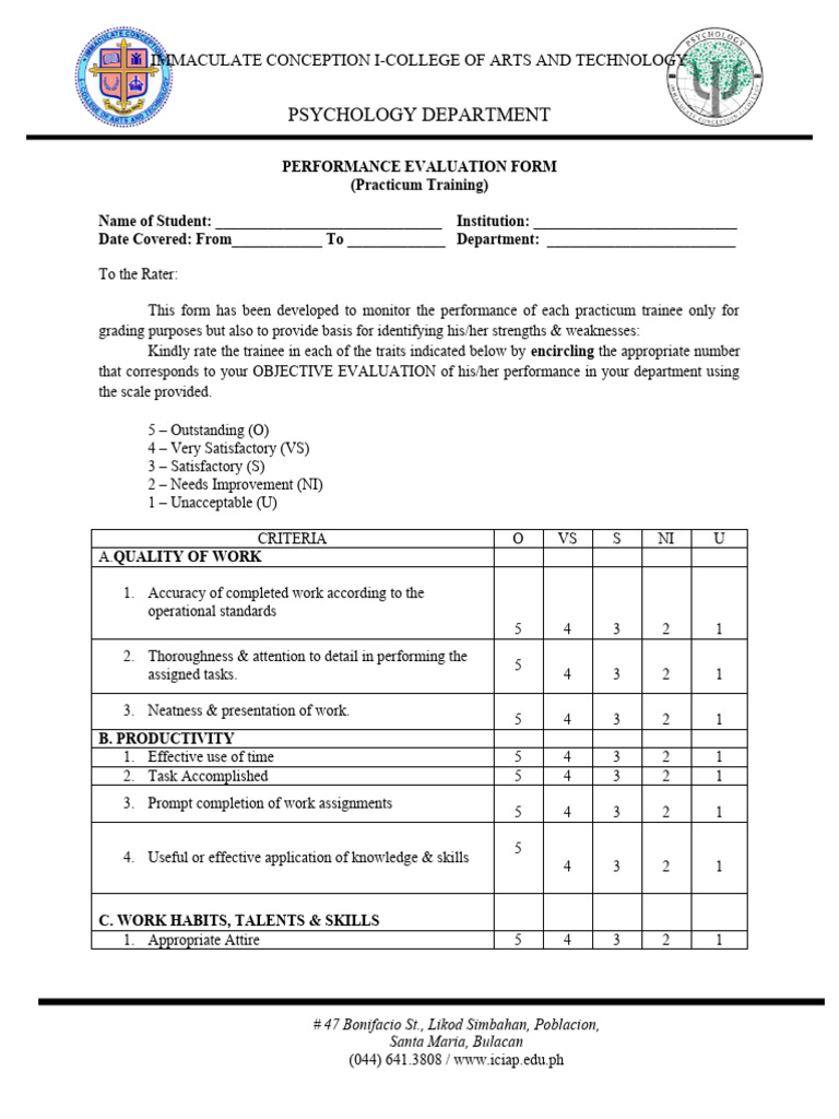 Evaluation Form For OJT | PDF | Behavior Modification | Organizational Behavior