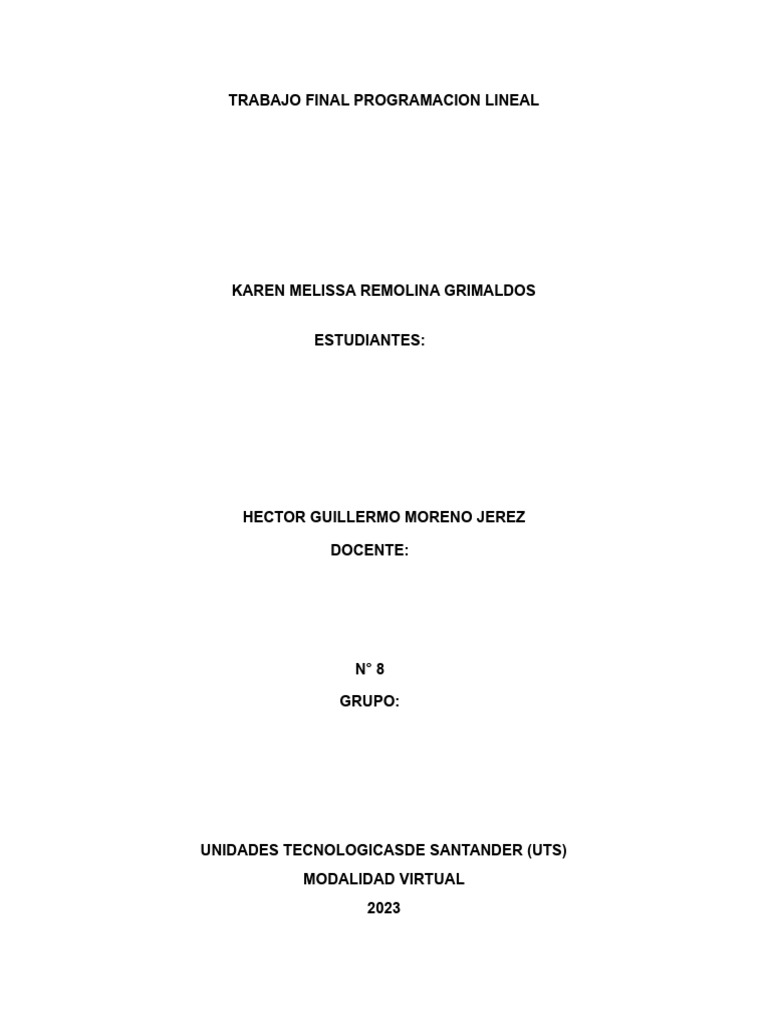 Trabajo Final Programacion Lineal | Descargar gratis PDF | Programación lineal | Matemáticas ...