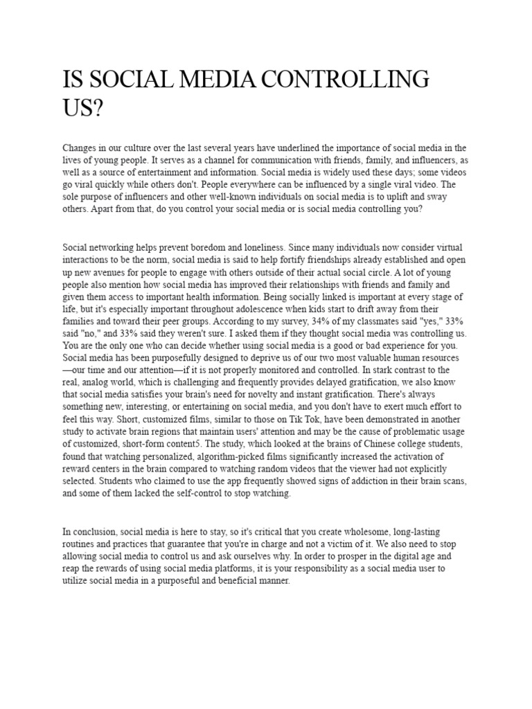 Teens and Social Media Control | PDF | Social Media | Popular Culture ...