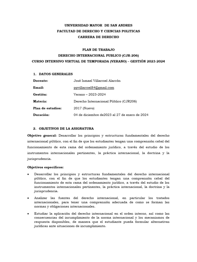 5) Plan de Trabajo DIP 2023-2024 | PDF | Ley internacional | Evaluación