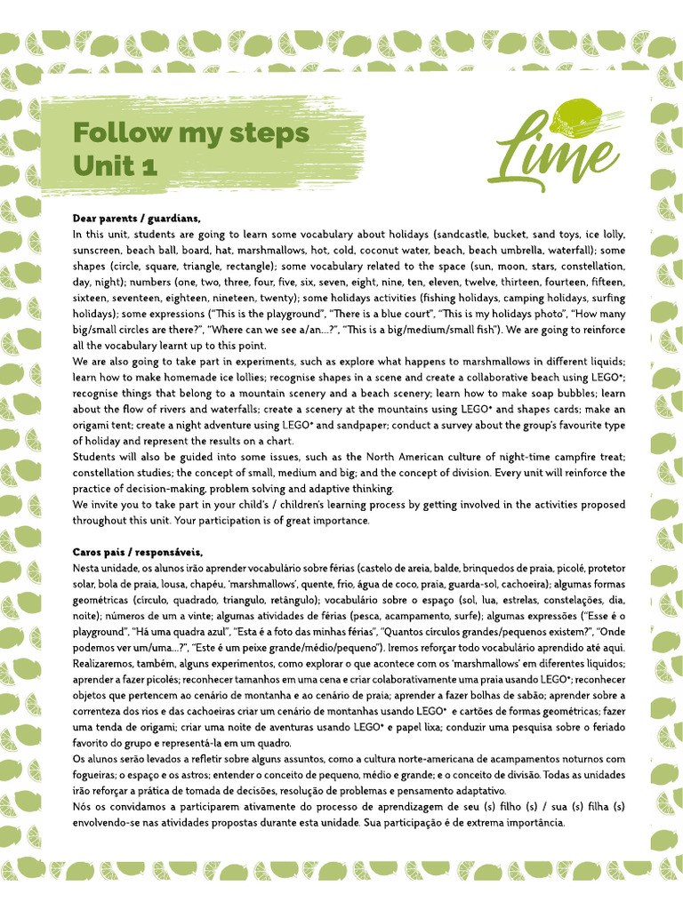 Lime - Follow My Steps Unit 1 | PDF
