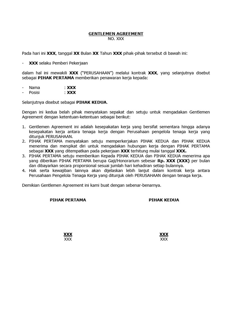 Contoh Gentlemen Agreement | PDF