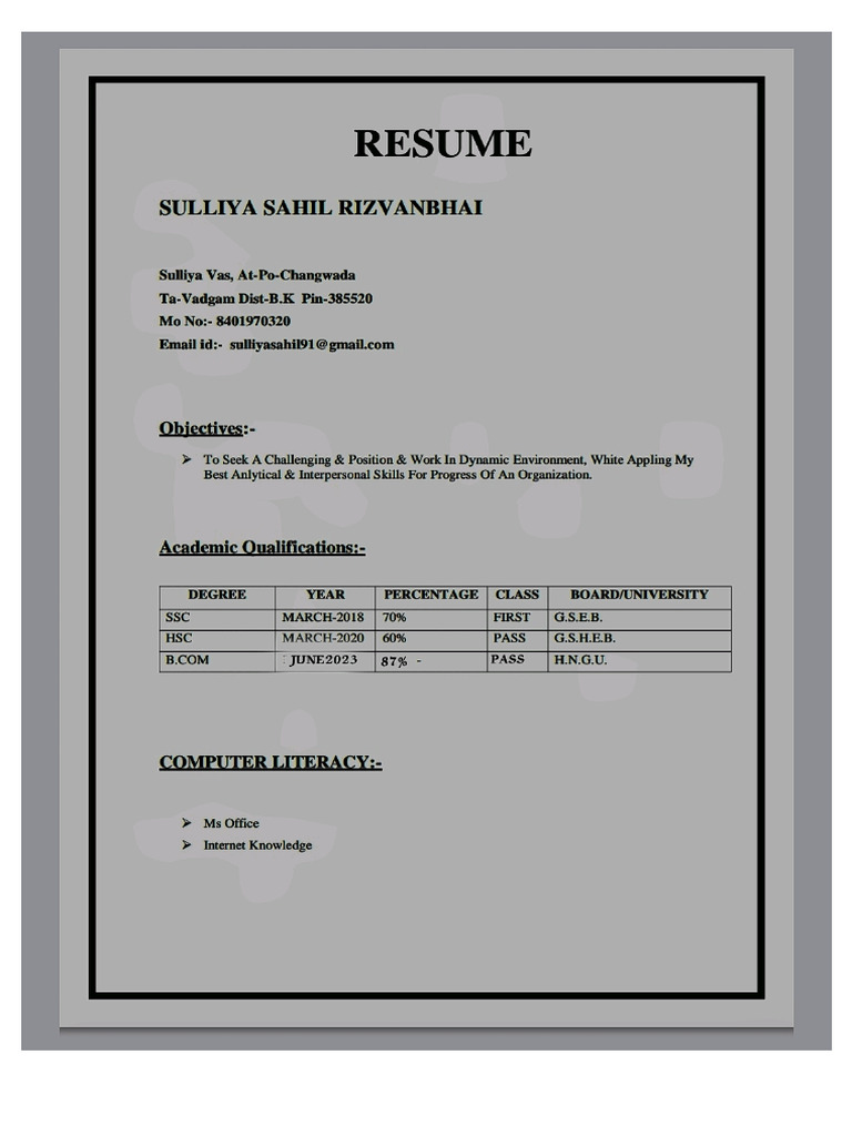 1234 Resume Sahil | PDF