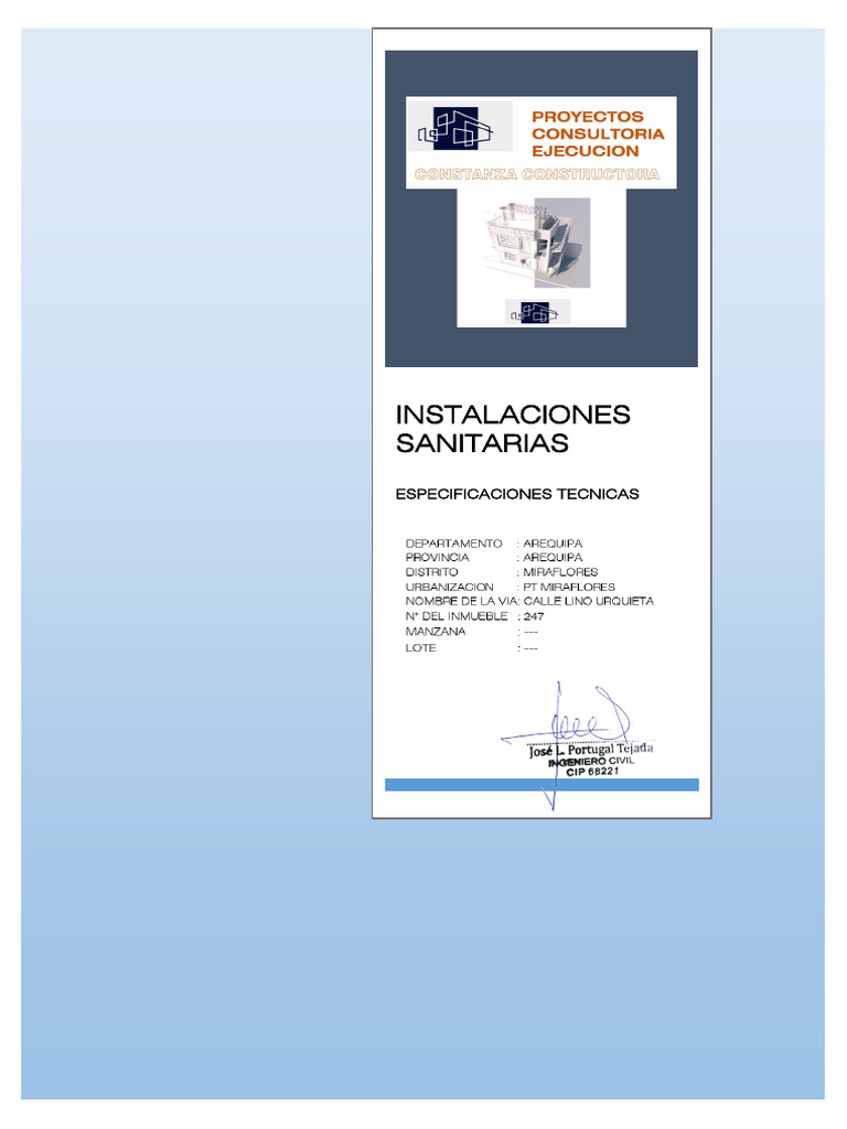 Especificaciones de Instalaciones Sanitarias | PDF | Hormigón | Tubería (transporte de fluidos)