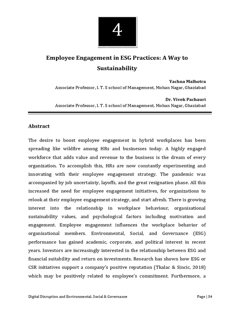 ESG Employee | PDF | Employment | Employee Retention