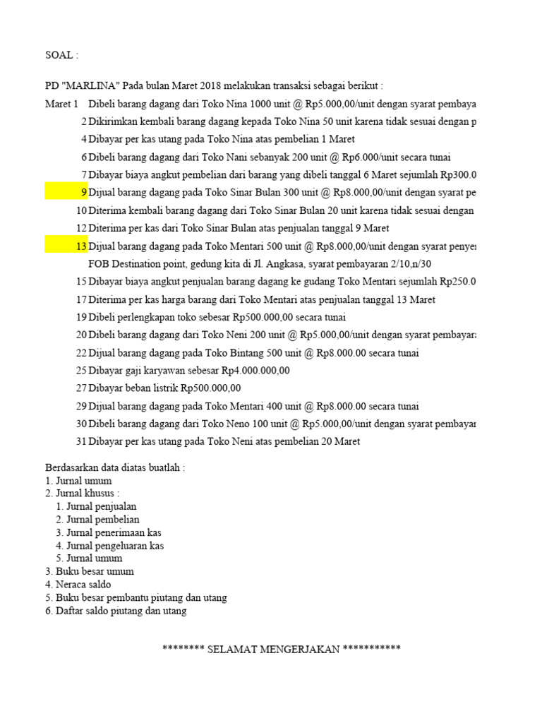 Latihan Jurnal Umum & Khusus - Septian Dayu Rizki D | PDF