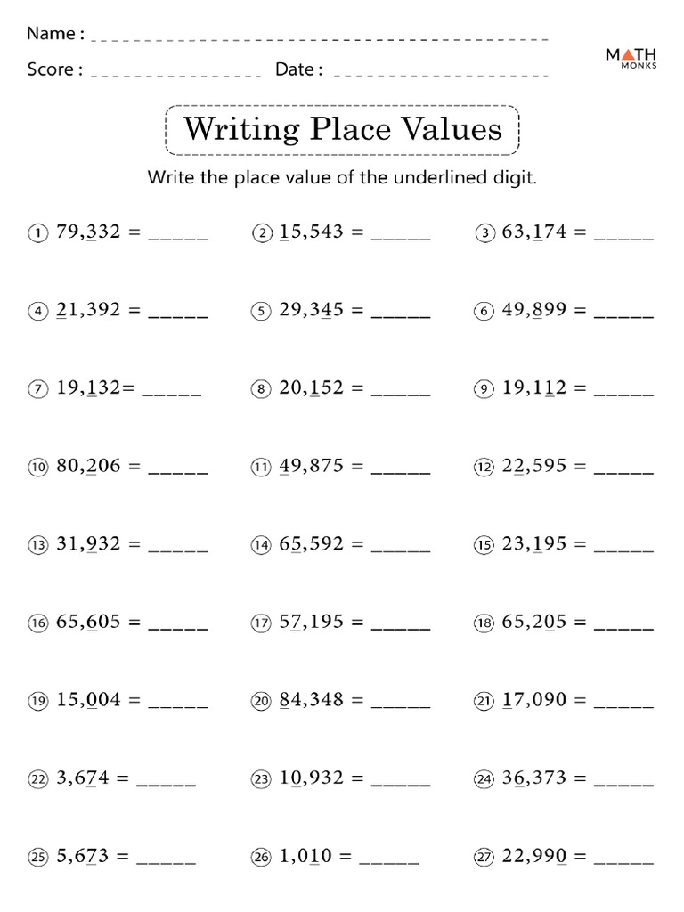4th Grade Math Place Value Worksheets | PDF