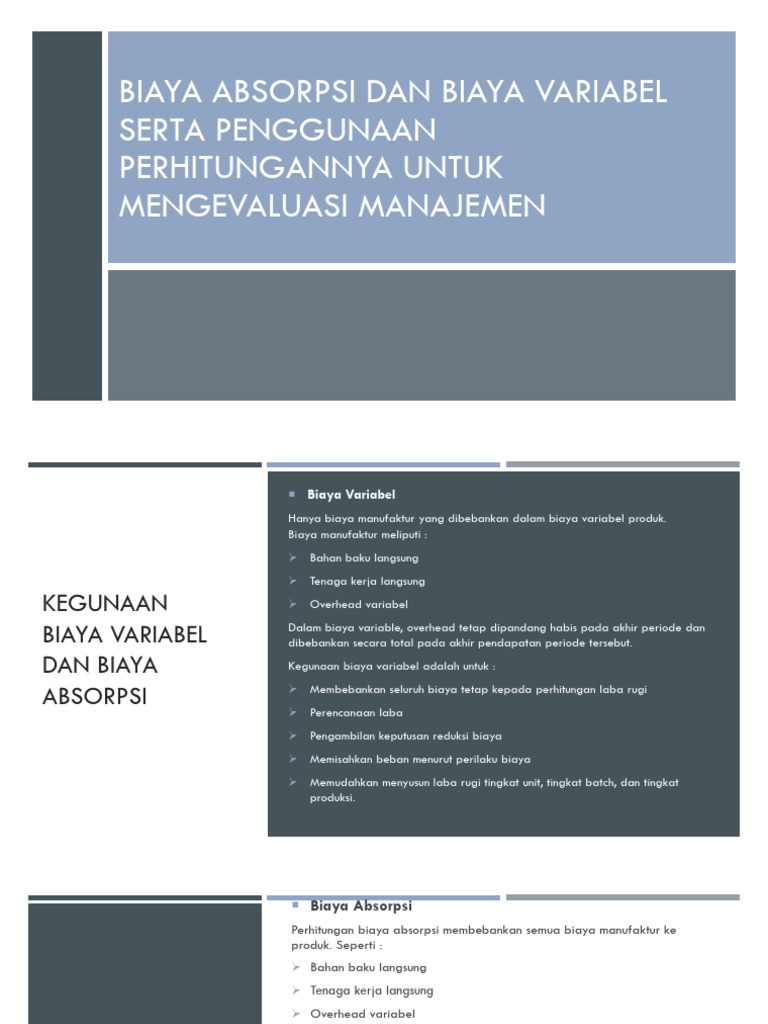 Biaya Absorpsi vs Biaya Variabel | PDF