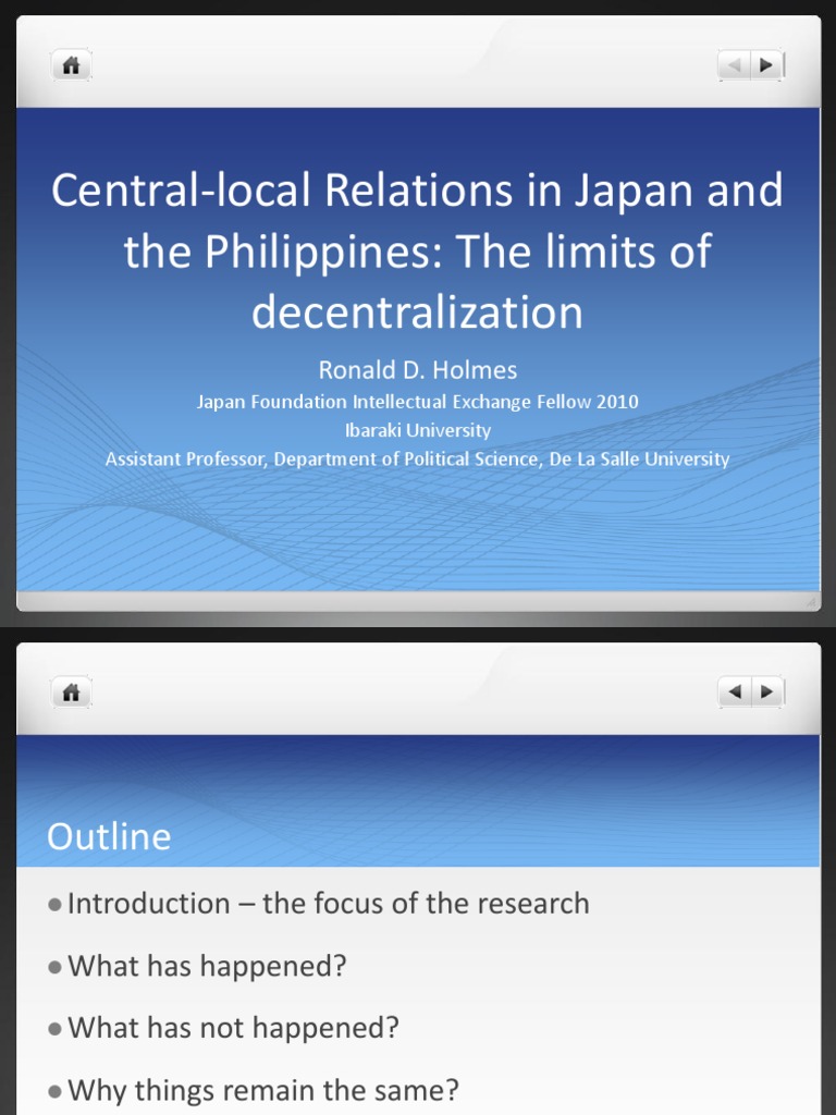 Central-Local Relations in Japan and The Philippines: The Limits of ...
