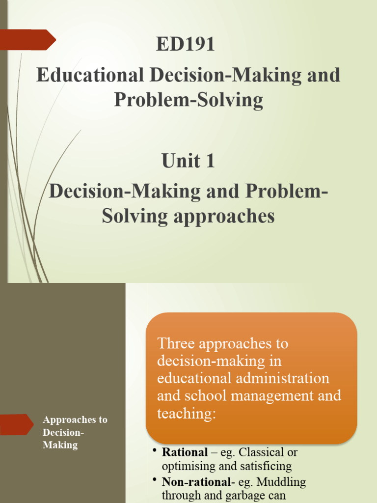 Unit 1 - PPT Decision-Making and Problem-Solving Approaches | PDF ...