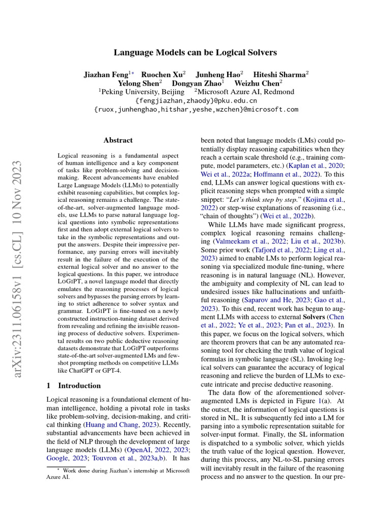 Language Models Can Be Logical Solvers | PDF | Logic | Reason