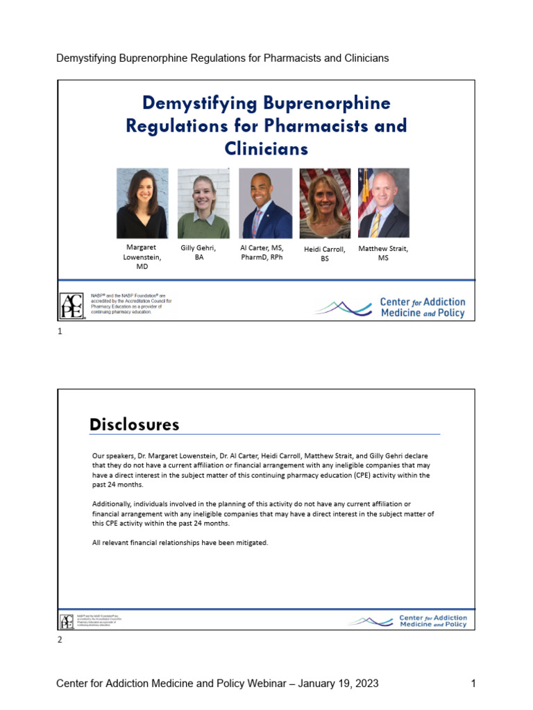 Demystifying Buprenorphine Regulations For Pharmacists and Clinicians ...
