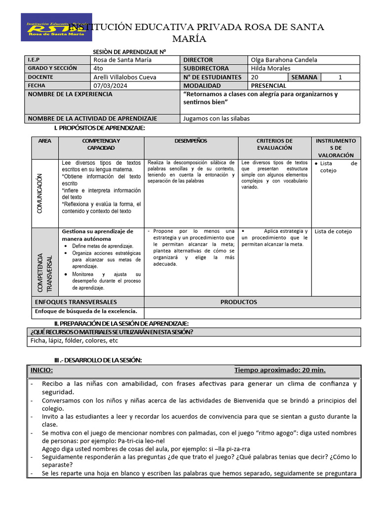 Sesión de C.linguistica 07-03-24 Semana 1 | PDF | Aprendizaje | Evaluación Sesión de C.linguistica 07-03-24 Semana 1 | PDF | Aprendizaje | Evaluación
