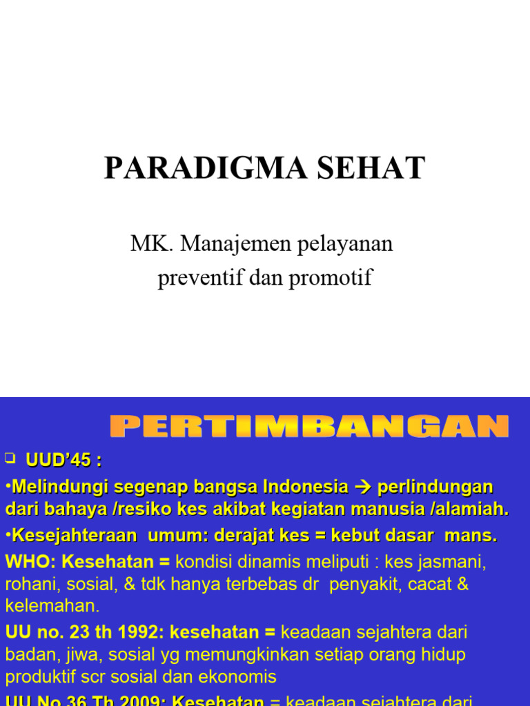 Paradigma Sehat dalam Pembangunan Kesehatan | PDF