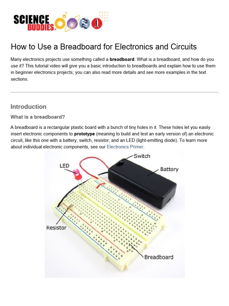 How To Use A Breadboard 2 | PDF | Electronic Circuits | Printed Circuit Board
