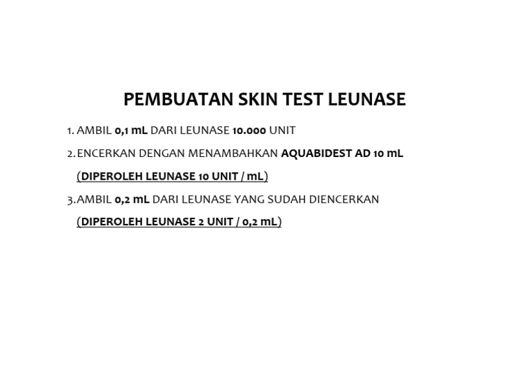 Pembuatan Skin Test Leunase | PDF