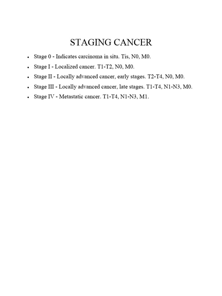 Cancer Staging Explained: Stages 0-IV | PDF