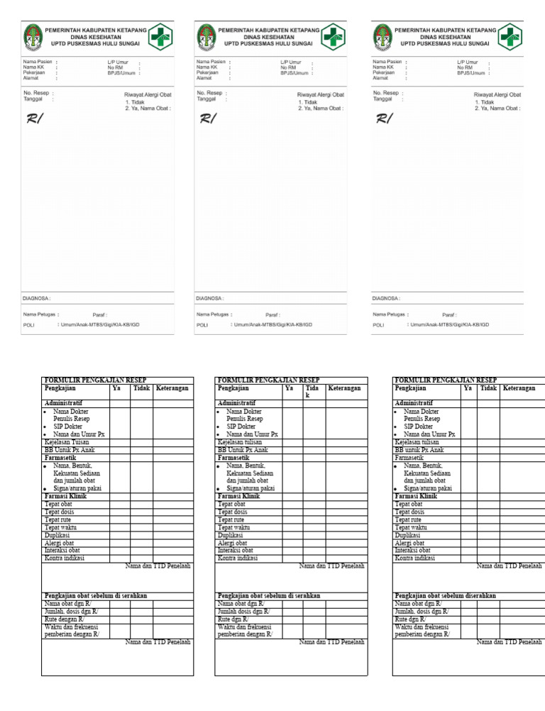 1 FORM RESEP Dan PENGKAJIAN RESEP | PDF