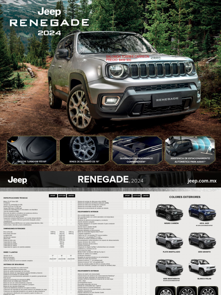 Ficha_Técnica_Jeep Renegade_2024 (1) | PDF | Airbag | Sistema de freno antibloqueo