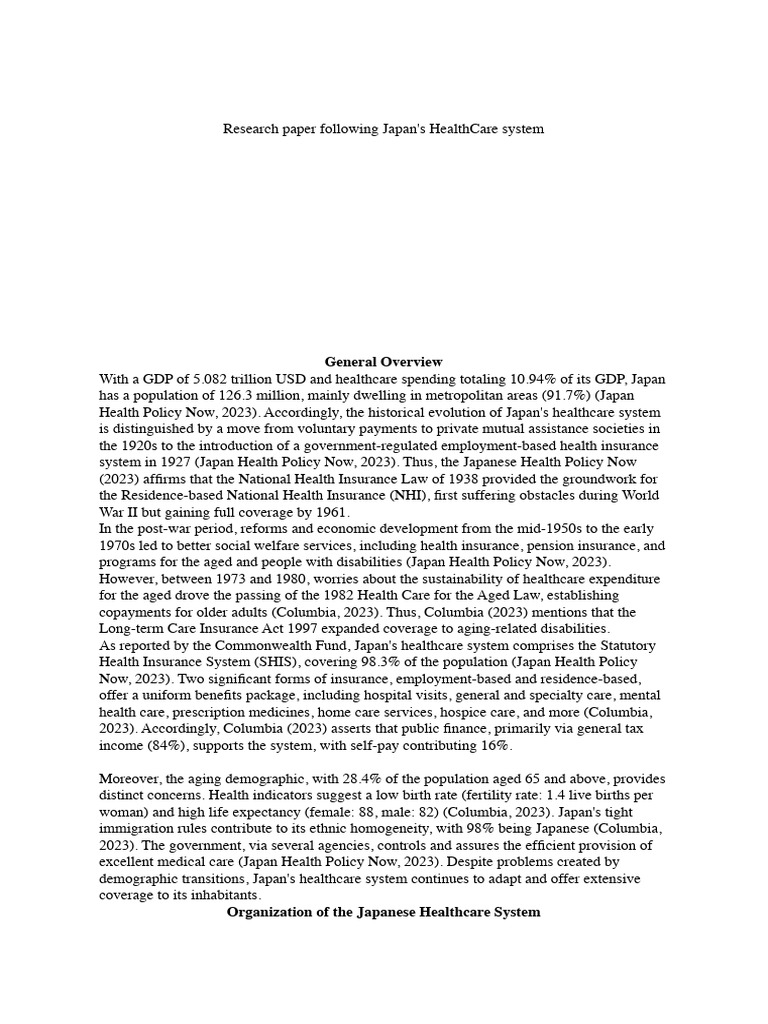 Japan Healthcare System Complete Pdf Health Care Health System
