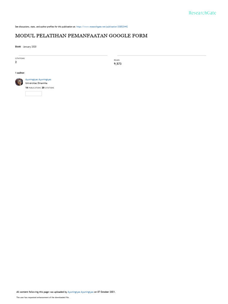 Modul Pelatihan Pemanfaatan Google Form: January 2020 | PDF | Karier & Perkembangan | Bisnis