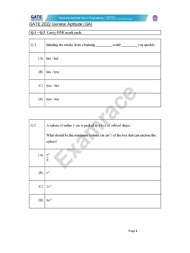 GATE 2022 Agricultural Engineering AG | PDF