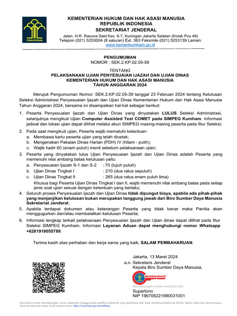 Pengumuman Pelaksanaan Ujian Penyesuaian Ijazah Dan Ujian Dinas ...