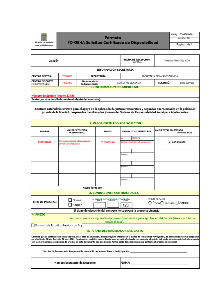 Solicitud CDP Cárceles | PDF