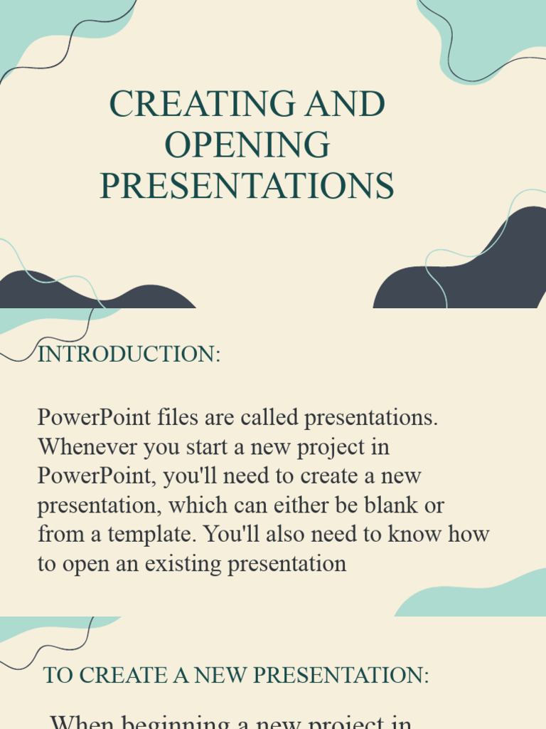 Creating And Opening Presentations Pdf Microsoft Power Point