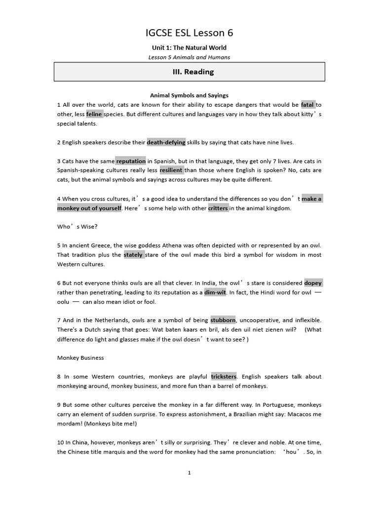 Unit 1-Lesson 6 The Natural World-Reading and Writing-Worksheet | PDF ...