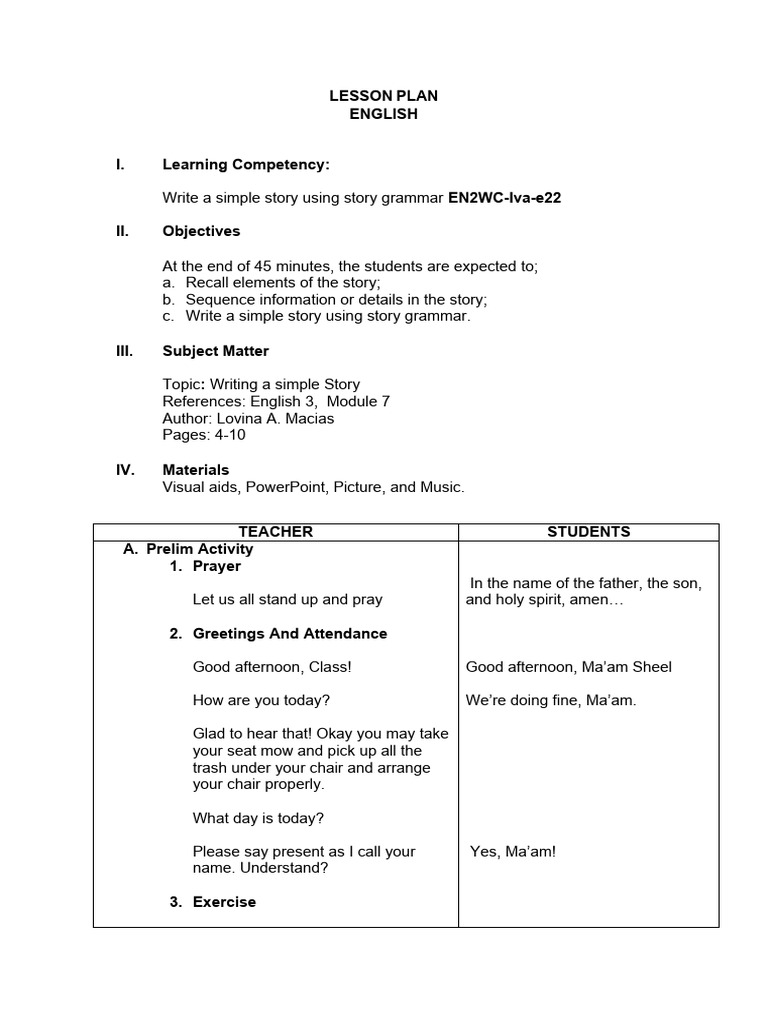 English-3 - Module-7 Lesson Plan | PDF | Cognition