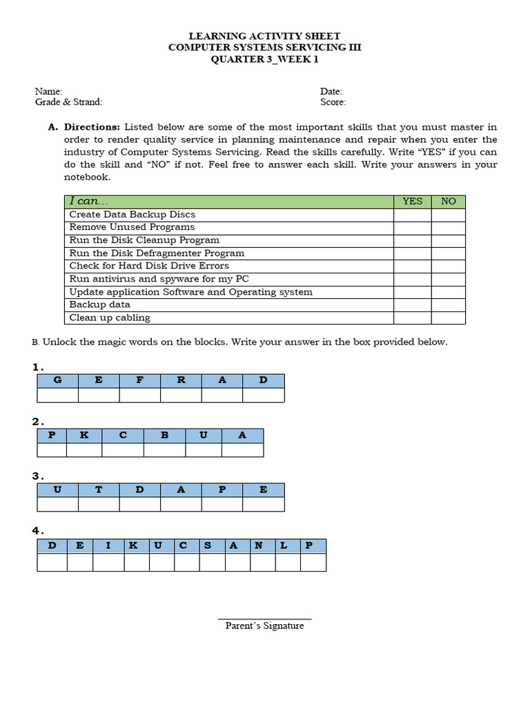 Computer Systems Servicing Skills | PDF | Hard Disk Drive | Backup