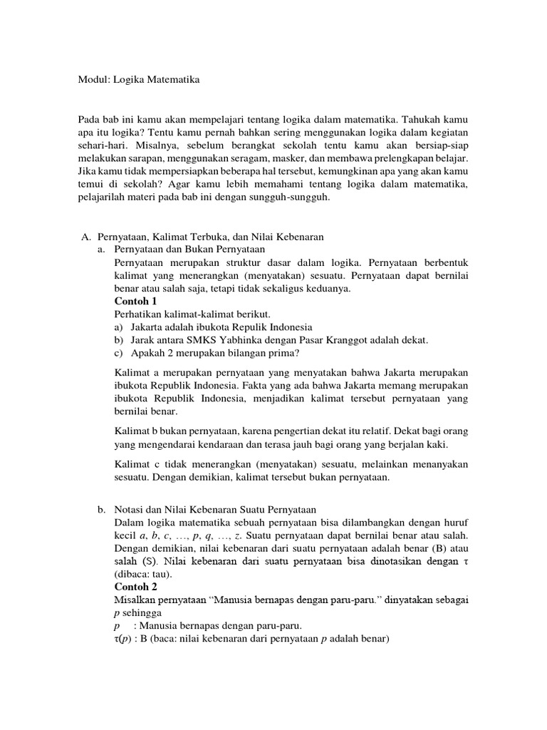 Modul Logika Matematika | PDF