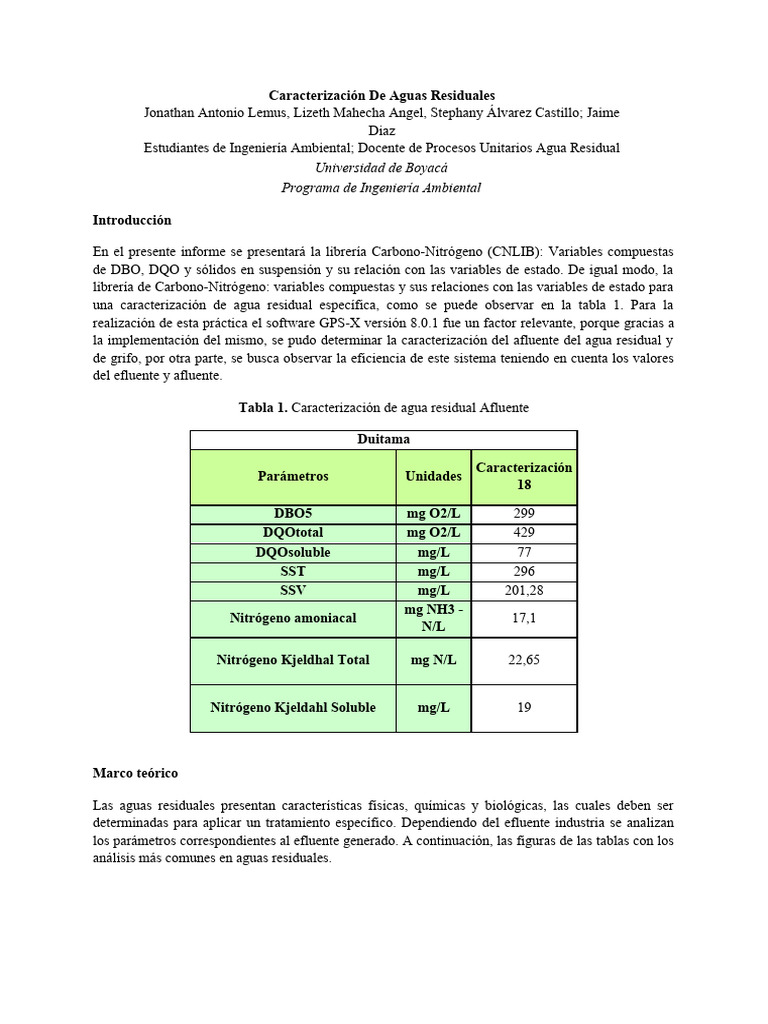 Caracterización de Aguas Residuales | Descargar gratis PDF | Aguas residuales | Tratamiento de ...