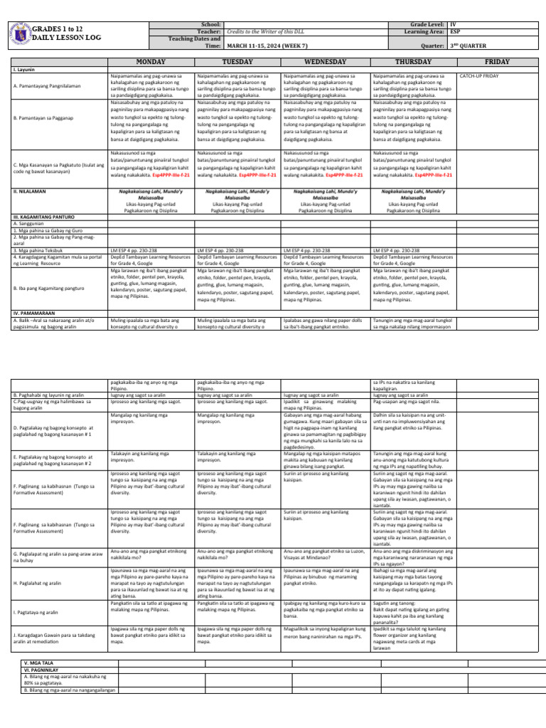 DLL - Esp 4 - Q3 - W7 | PDF