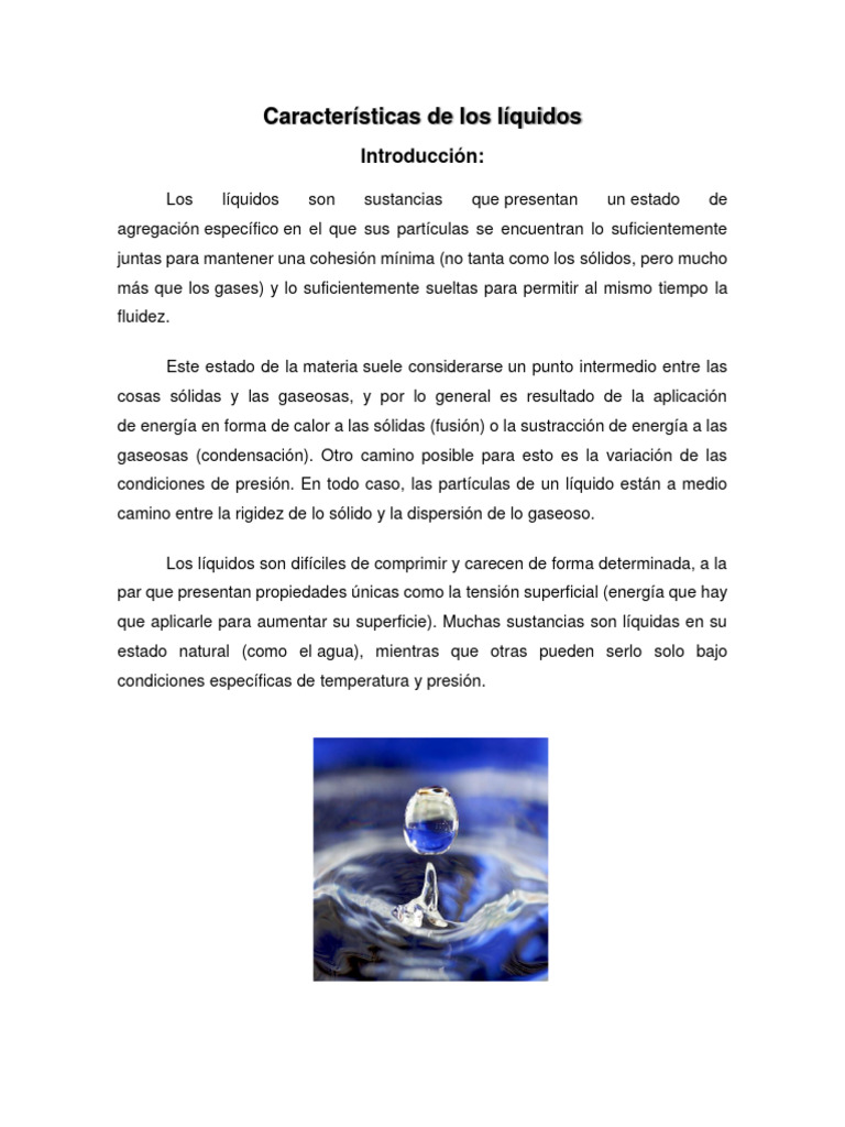 Las 5 Características Básicas De Los Líquidos – ZOBZQD
