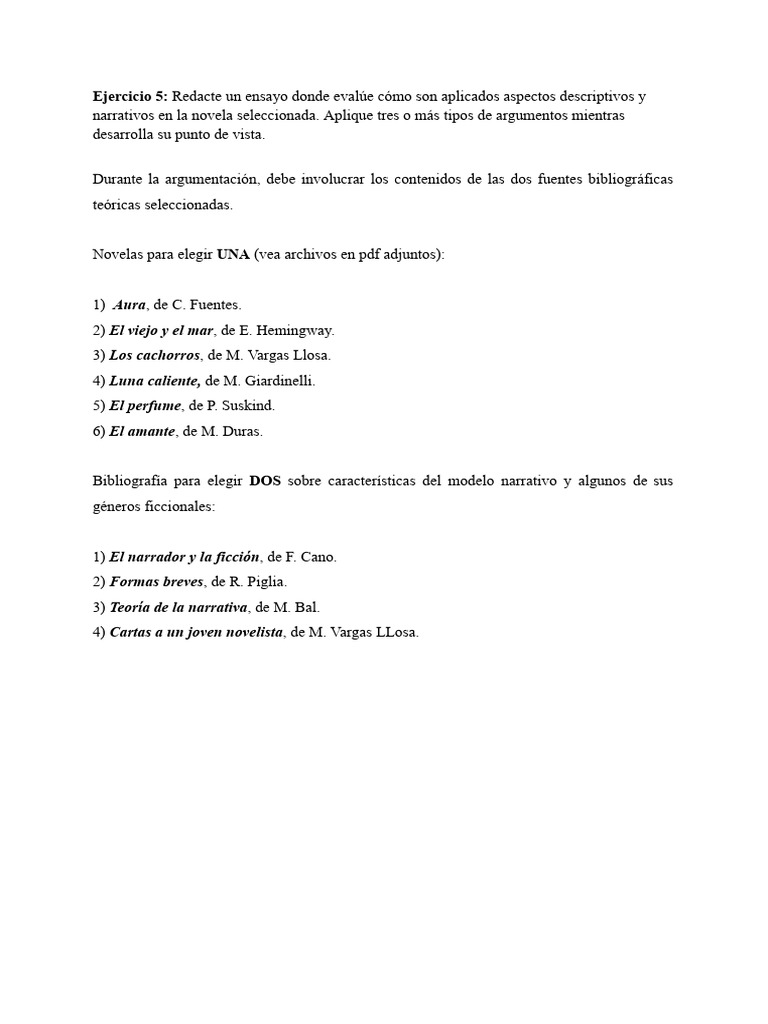 Ejercicio 5 | PDF | Novelas | Pensamiento