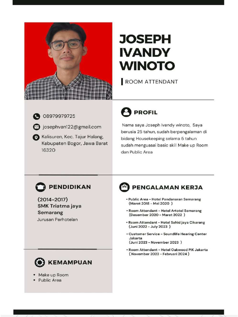 CV Room Attendant Ivan | PDF