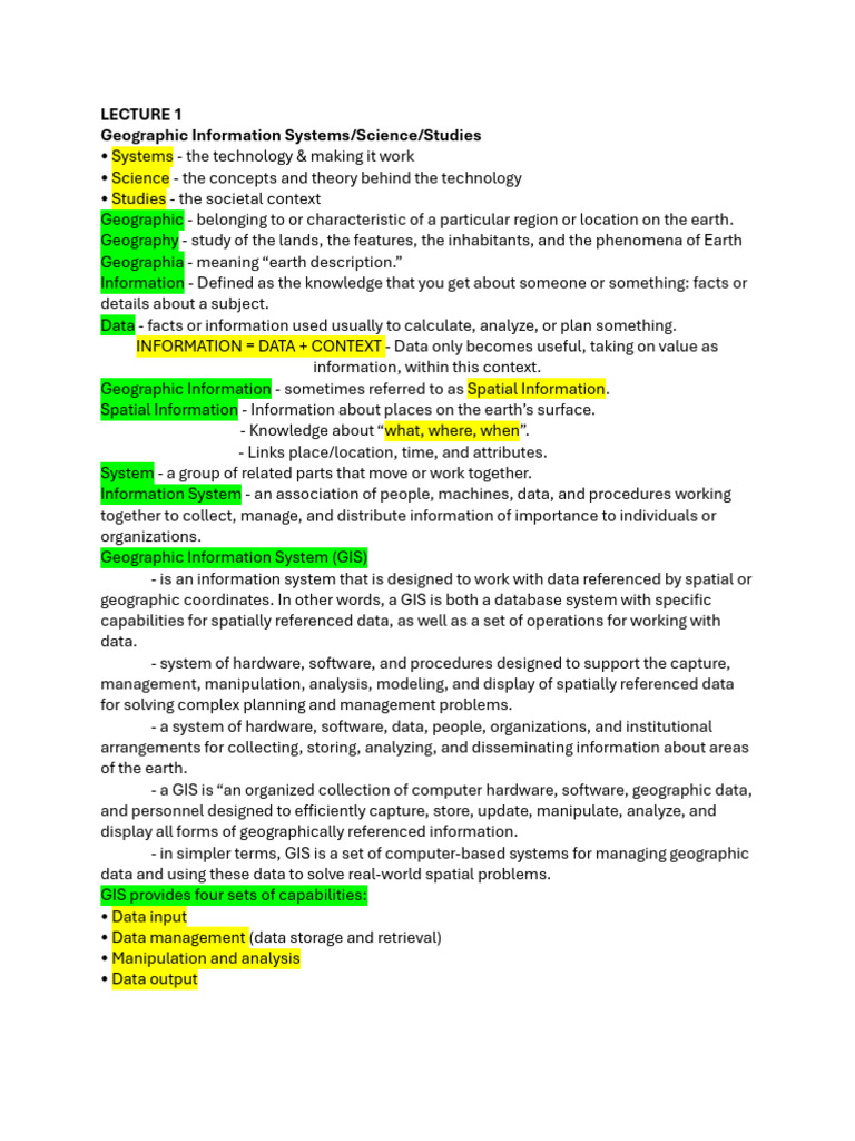GIS PPT Only Reviewer | PDF | Geographic Information System | Computing