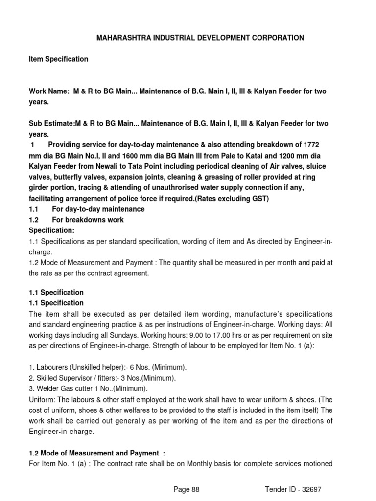 Item Specification | PDF | Concrete | Cement