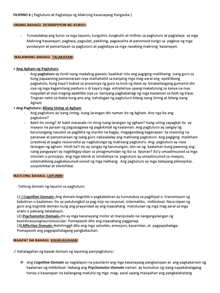 Filipino 6 Midterms | PDF