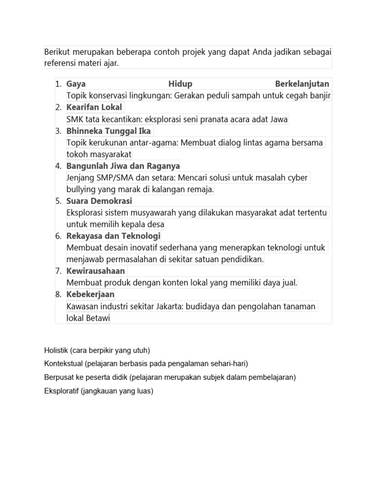 Contoh Projek Materi Ajar Kreatif | PDF | Karier & Perkembangan | Ilmu ...