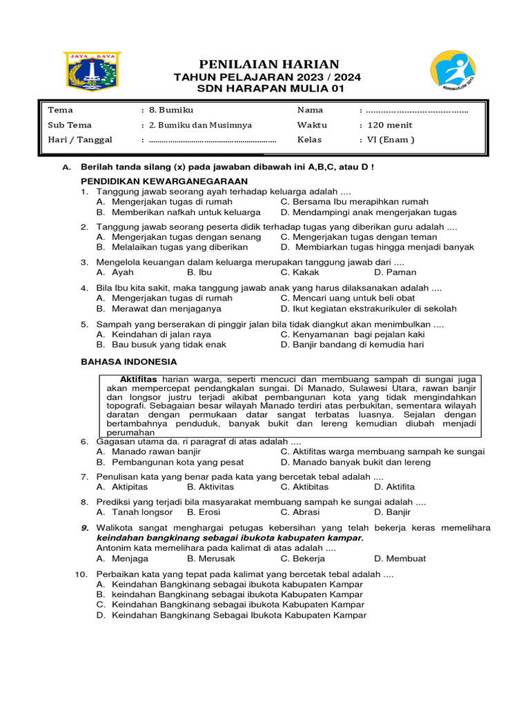 Soal PH Tema 8 Sub 2 | PDF