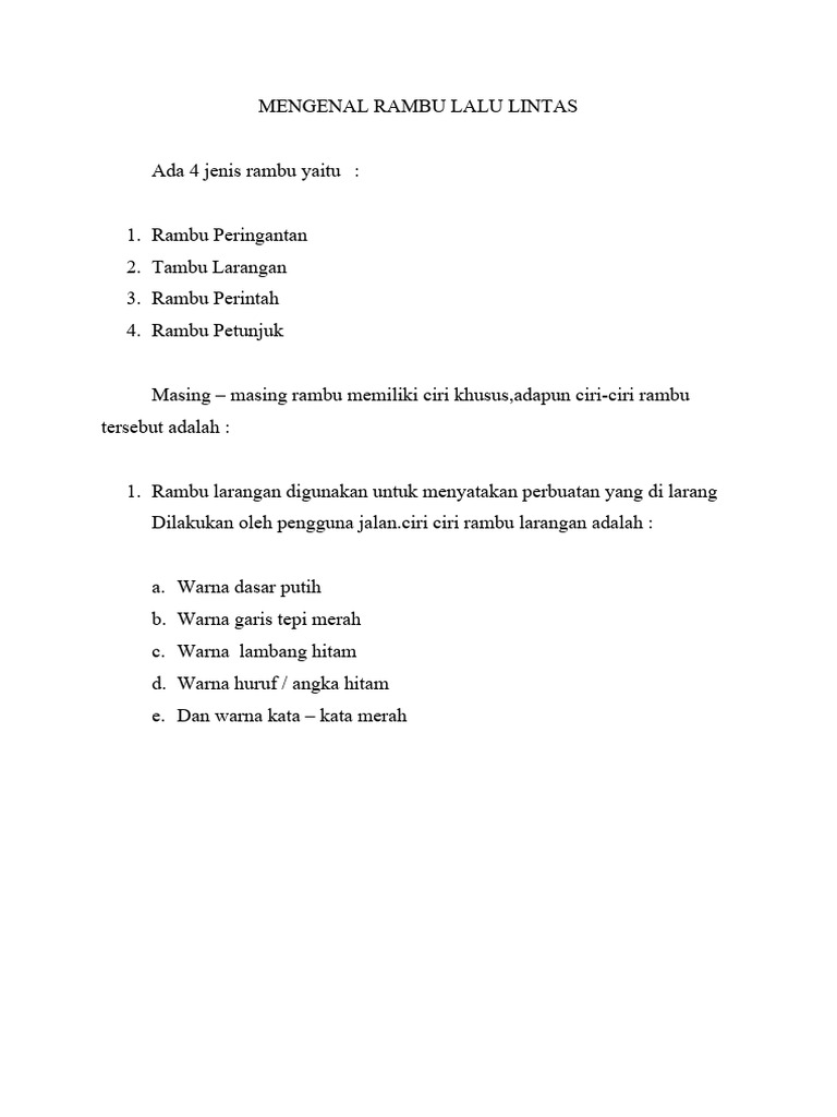 Mengenal Rambu Lalu Lintas | PDF